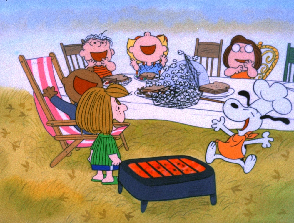 FRANKLIN, LINUS, SALLY, MARCIE AND SNOOPY CELEBRATE AS PEPPERMINT PATTY ...